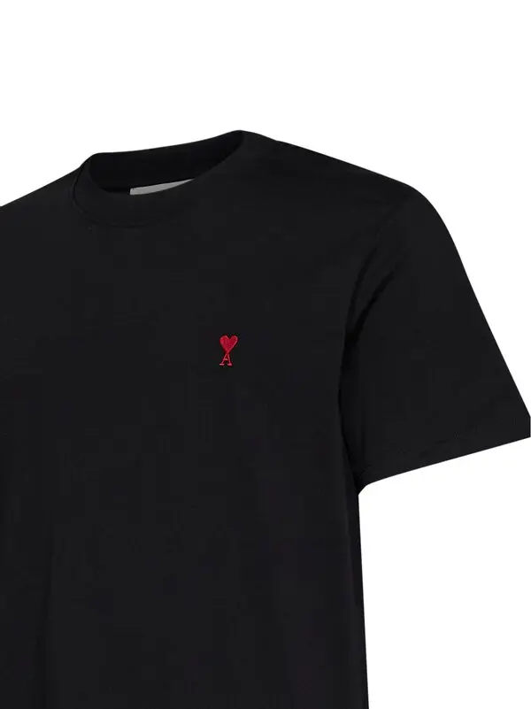 AMI Paris Black Cotton De Cœur T-shirt
