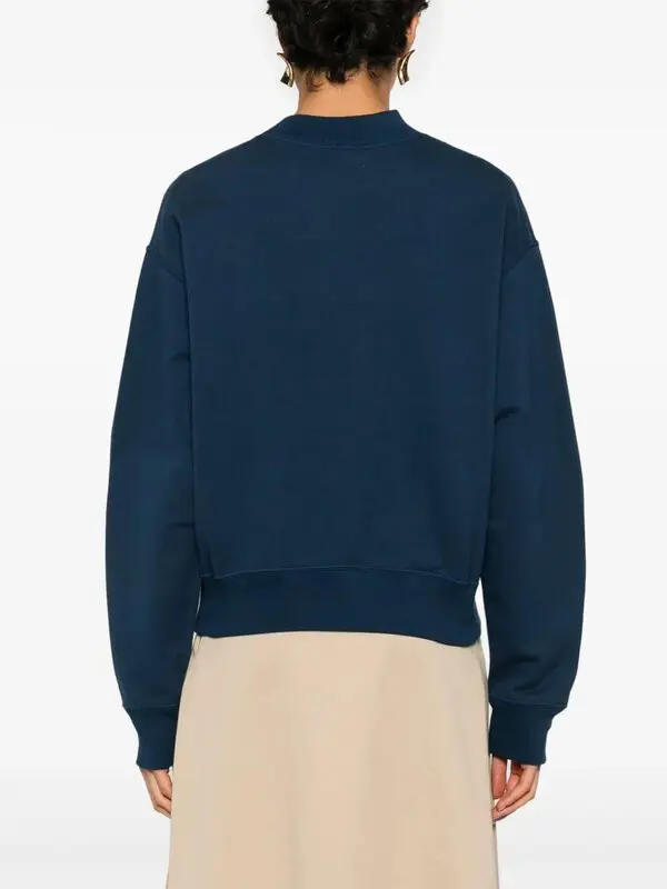 Chloé Mock-neck Cotton Fleece Logo Sweater - Blue
