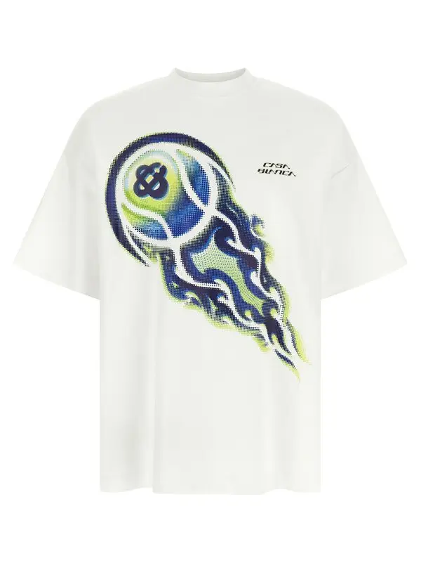 Casablanca Flaming Tennis Ball' T-shirt - White
