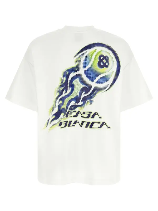 Casablanca Flaming Tennis Ball' T-shirt - White