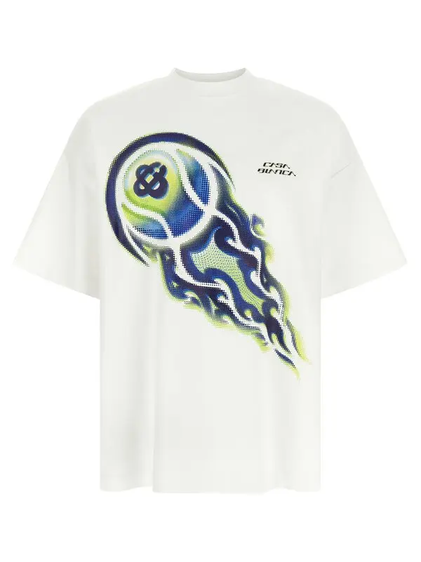 Casablanca Flaming Tennis Ball' T-shirt - White