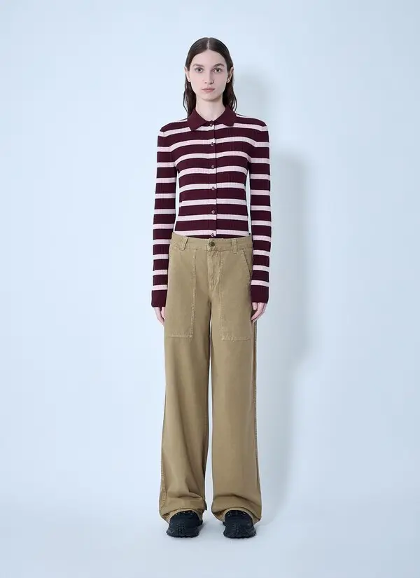 Moncler Ribbed Knit Striped Cardigan