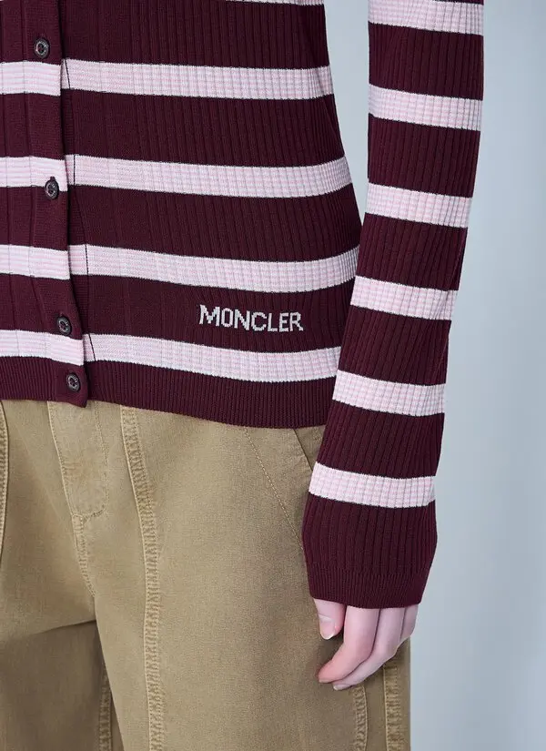 Moncler Ribbed Knit Striped Cardigan