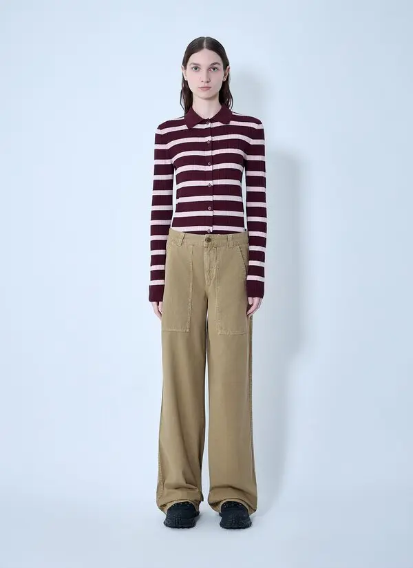 Moncler Striped Ribbed Knit Cardigan