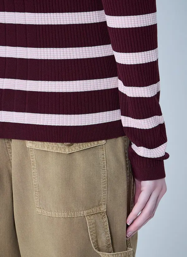 Moncler Striped Ribbed Knit Cardigan