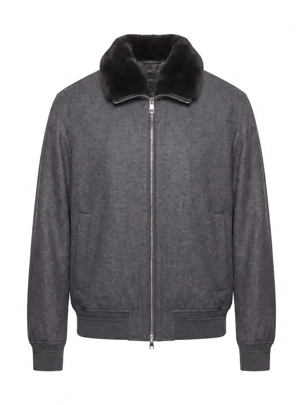 MONTECORE Fur Collar Bomber Jacket - Multicolor