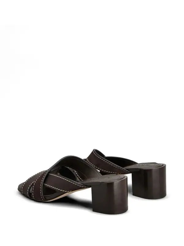TOD'S T-shaped Band Crossing Smooth Leather And Suede Sandals - Brown