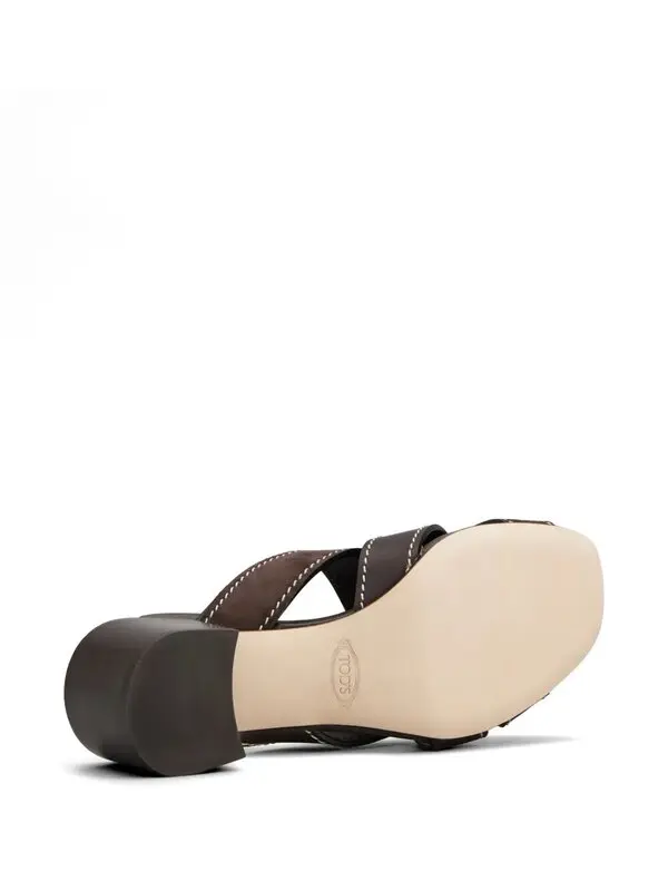 TOD'S T-shaped Band Crossing Smooth Leather And Suede Sandals - Brown