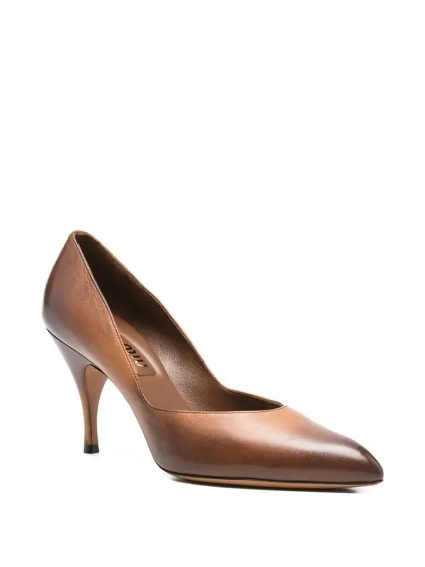 Miu Miu Ayers Vintage-effect Leather Pumps - Brown