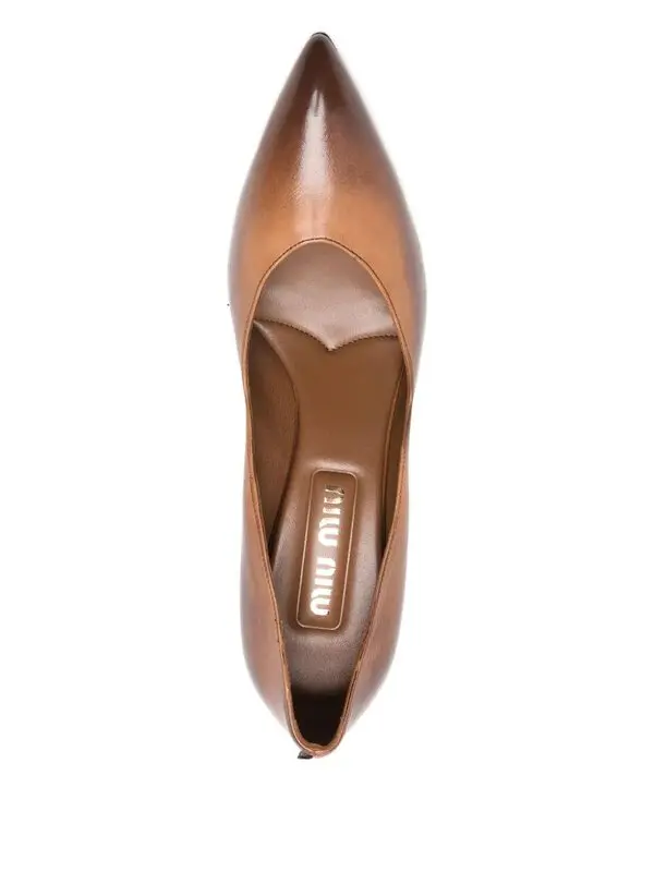 Miu Miu Ayers Vintage-effect Leather Pumps - Brown