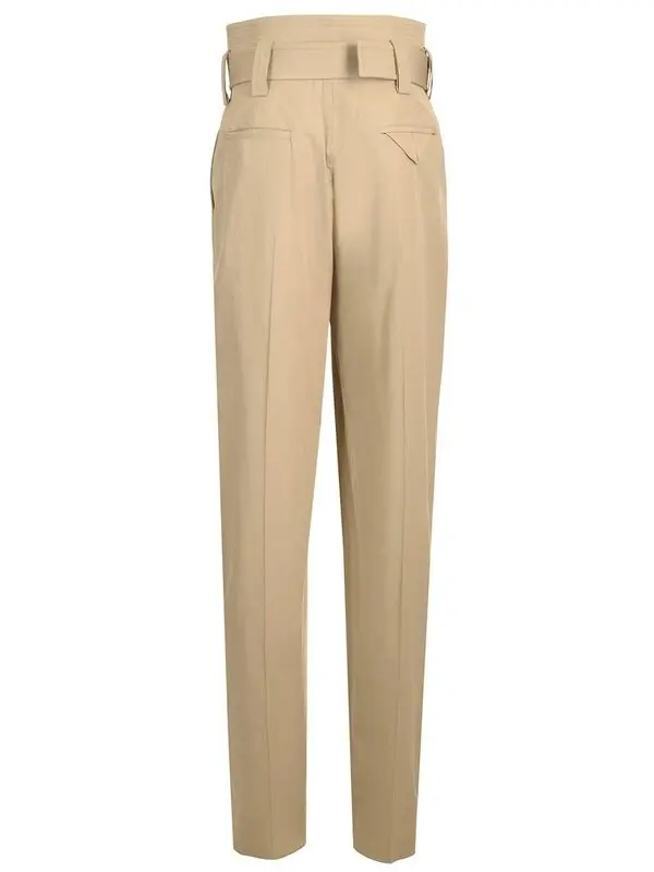 Bottega Veneta High-waisted Trousers With Cotton Belt - Cream