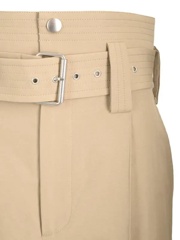 Bottega Veneta High-waisted Trousers With Cotton Belt - Cream