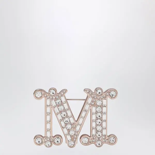 Max Mara Monogram Brooch With Micro Crystals In Metal, Crystal