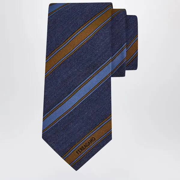 FERRAGAMO Medium Blue Regimental Jacquard Tie