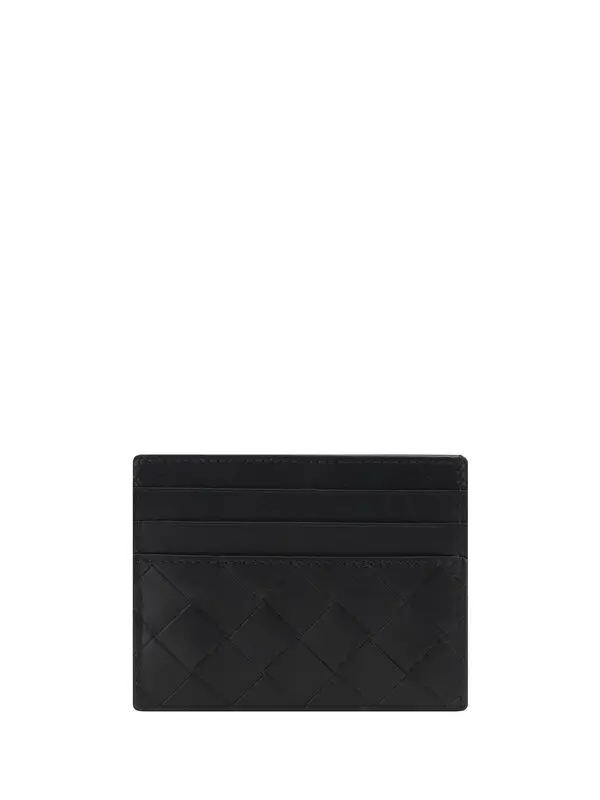 Bottega Veneta Card Holder With Iconic Intrecciato - Black