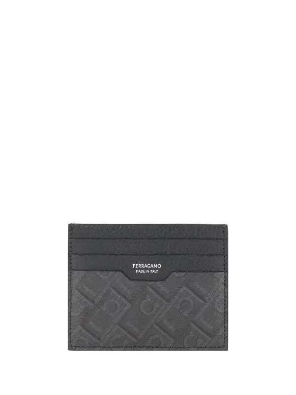 FERRAGAMO Leather Cardholder - Gray