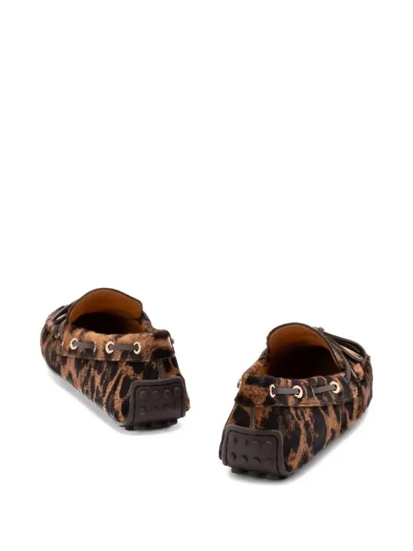 TOD'S Leopard-print Calf Hair Loafers - Brown