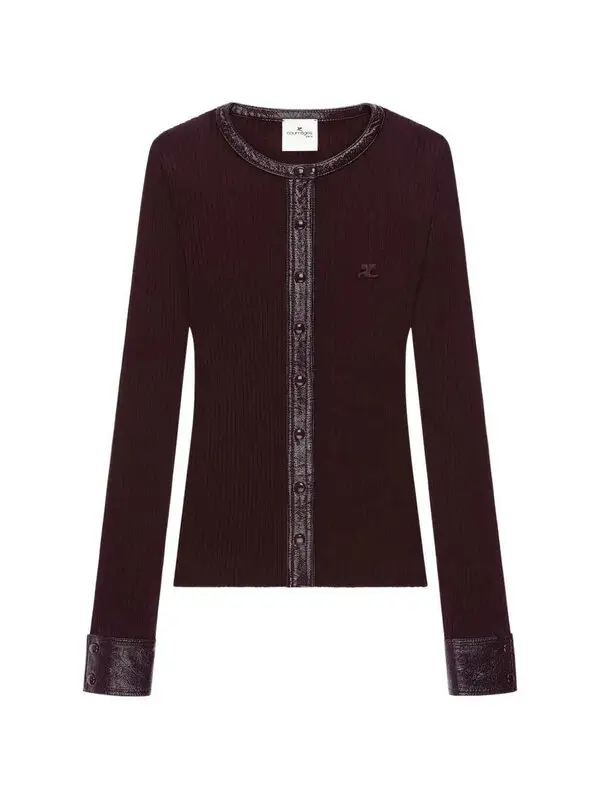COURREGES Ribbed Cardigan With Vinyl Trim