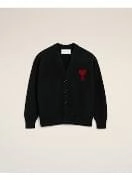AMI Paris V-neck Cardigan With Contrasting De Cœur - Multicolor