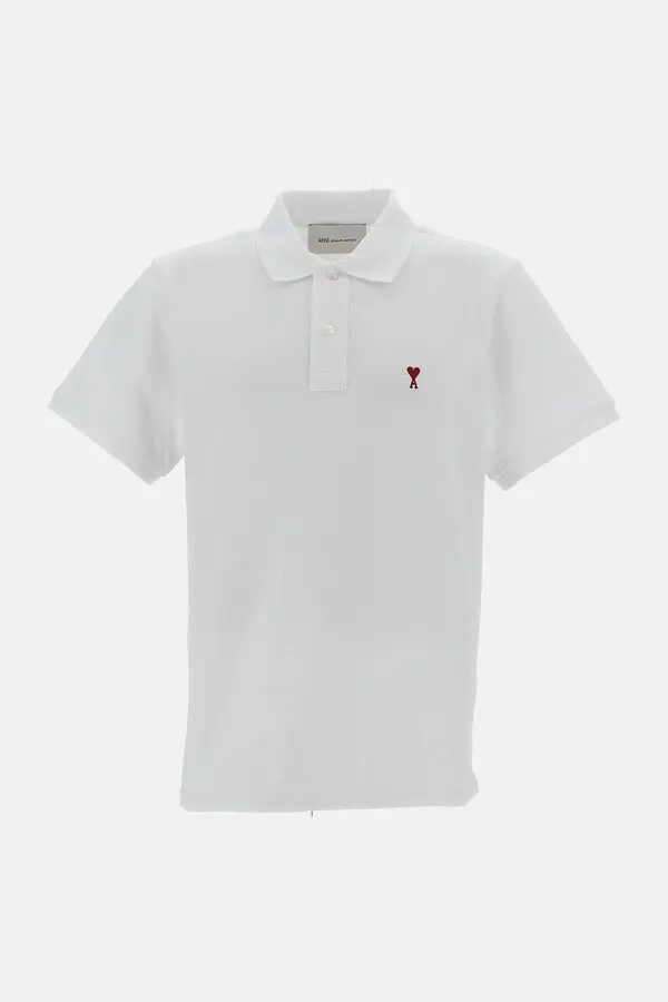 AMI Paris Polo With Red De Coeur - Multicolor