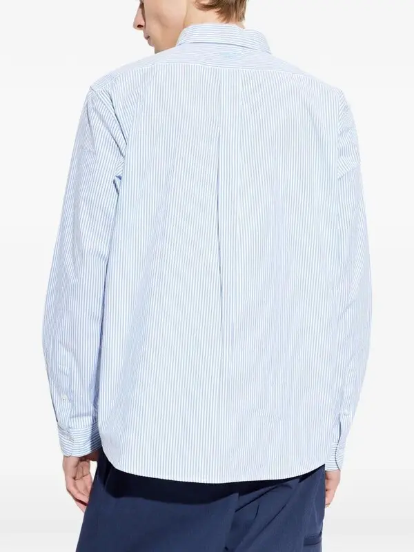 Kenzo Boke Flower` Embroidered Casual Shirt In Seersucker Cotton - Blue