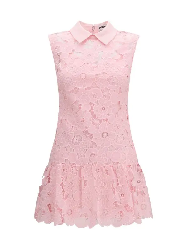 SELF-PORTRAIT Guipure Mini Dress - Pink