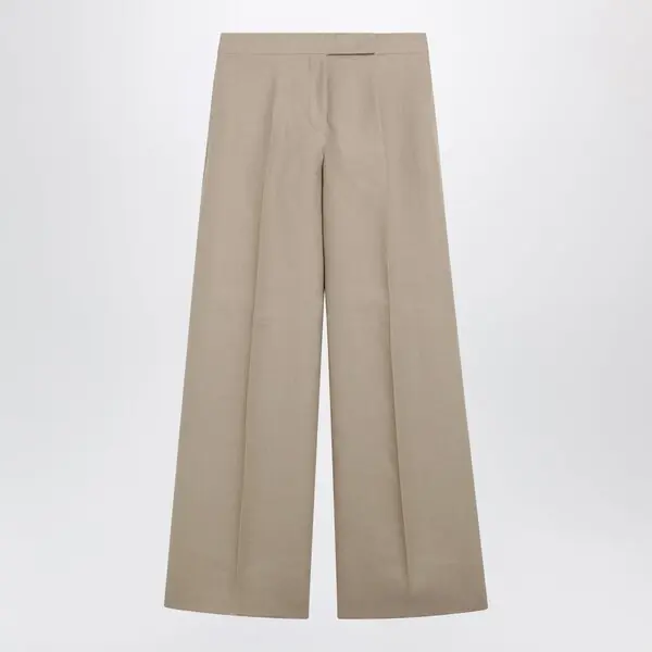 Max Mara Regular-fit Linen Natte Trousers In Sand - Cream