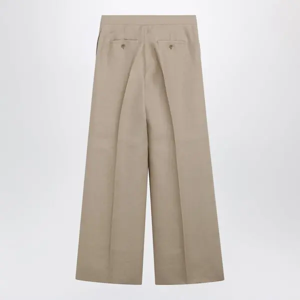 Max Mara Regular-fit Linen Natte Trousers - Cream
