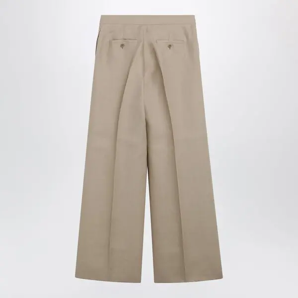 Max Mara Regular-fit Linen Natte Trousers - Cream