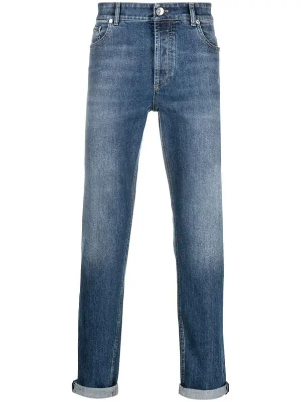 Brunello Cucinelli Traditional Fit Five-pocket Trousers In Comfort Cotton Denim - Blue