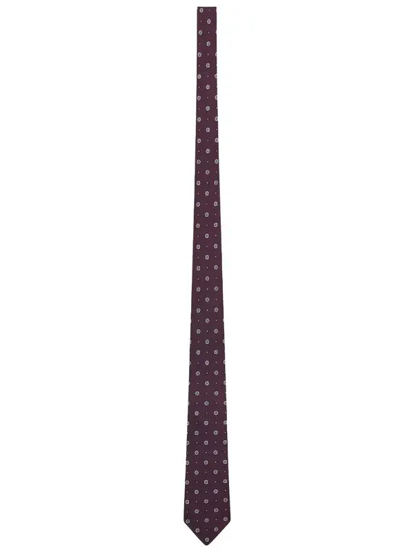 Saint Laurent Silk Jacquard Tie - Red