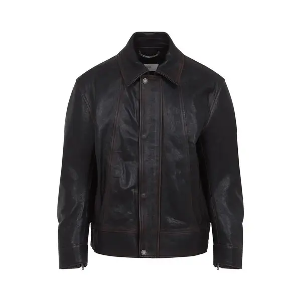 GOLDEN GOOSE Prince Nappa Leather Bomber Jacket - Black
