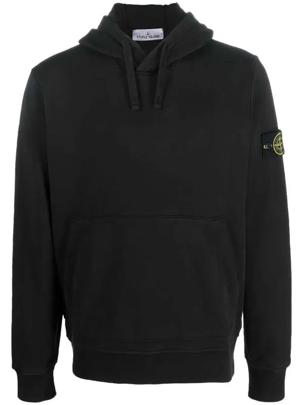 Stone Island Logo-patch Hoodie - Black