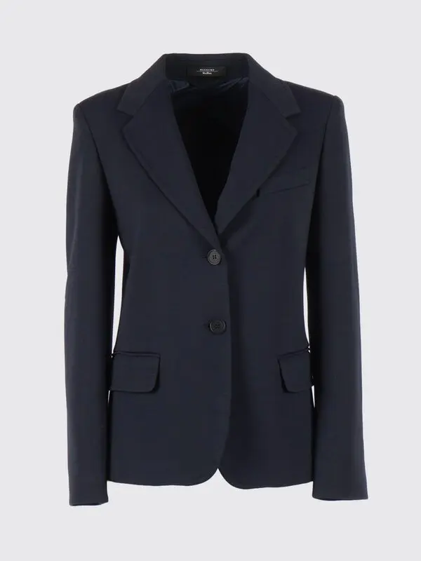 Max Mara Cotton Blend Single Breasted Blazer - Blue