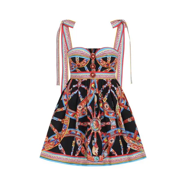 Dolce & Gabbana Popeline Carretto Mini Dress - Multicolor
