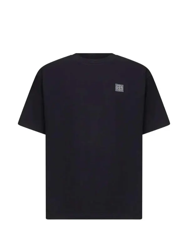 Stone Island T-shirt With Logo Patch - Black