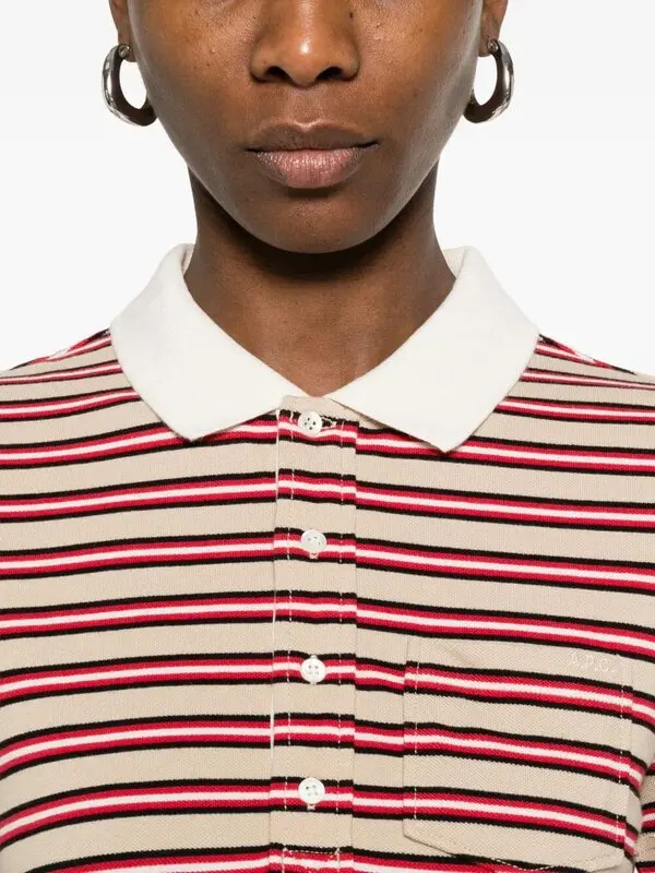 A.p.c. Raye Cotton Striped Polo Dress