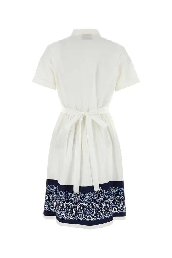 Miu Miu Cotton Blend Shirt Dress - White