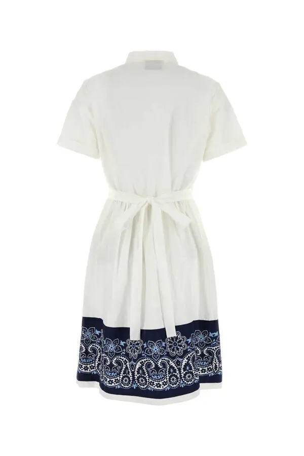 Miu Miu Cotton Blend Shirt Dress - White