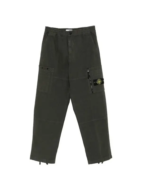 Stone Island Cargo Trousers With Logo Patch - Gray