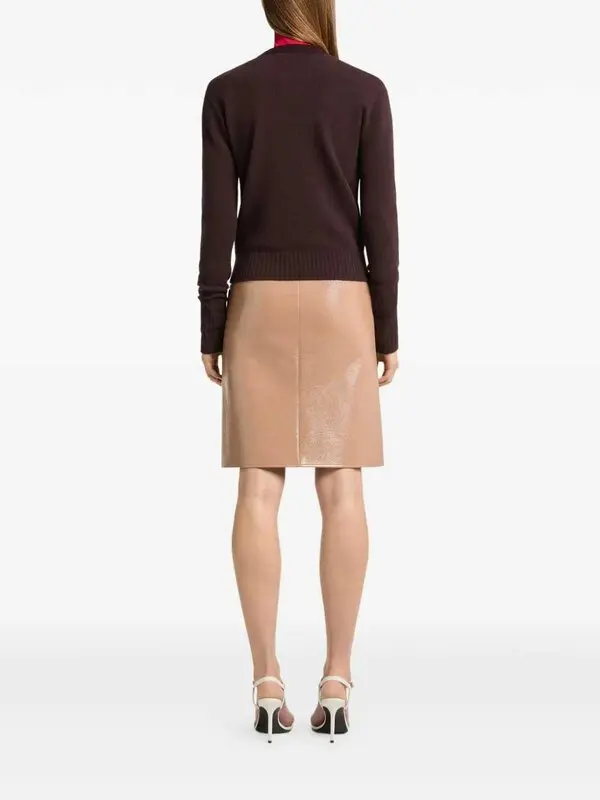 COURREGES Flared Vinyl Skirt - Brown