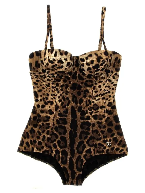 Dolce & Gabbana Leopard Print One-piece Swimsuit - Brown