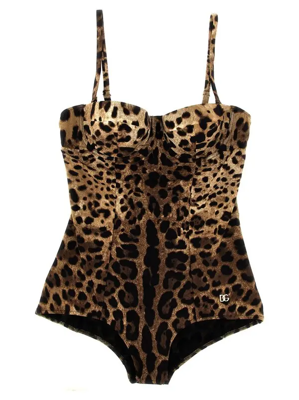 Dolce & Gabbana Leopard Print One-piece Swimsuit - Brown
