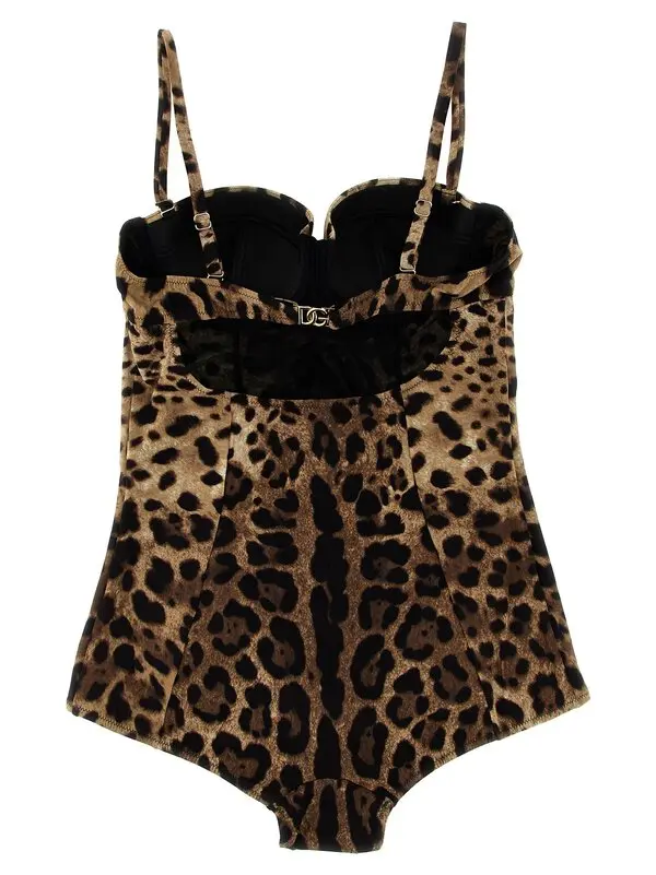 Dolce & Gabbana Leopard Print One-piece Swimsuit - Brown