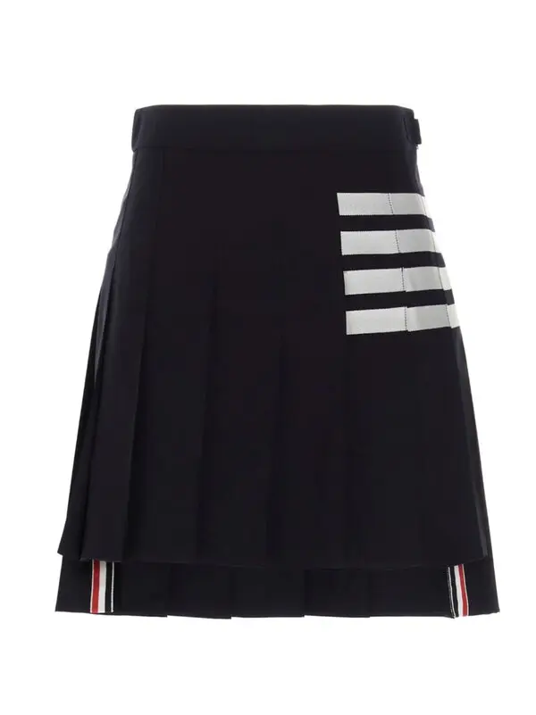 Thom Browne 4 Bar Pleated Wool Skirt - Blue