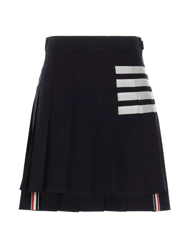 Thom Browne 4 Bar Pleated Wool Skirt - Blue
