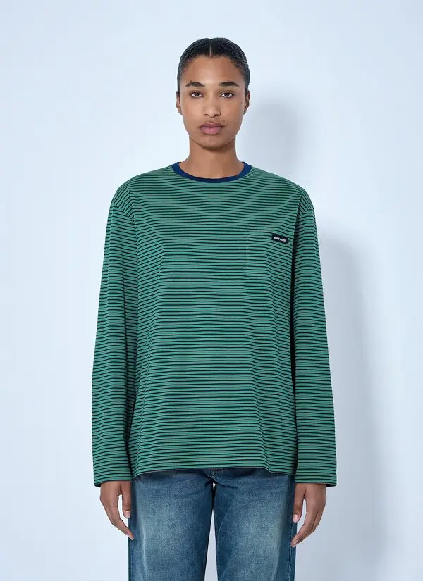 Miu Miu Striped Long Sleeve T-shirt - Green