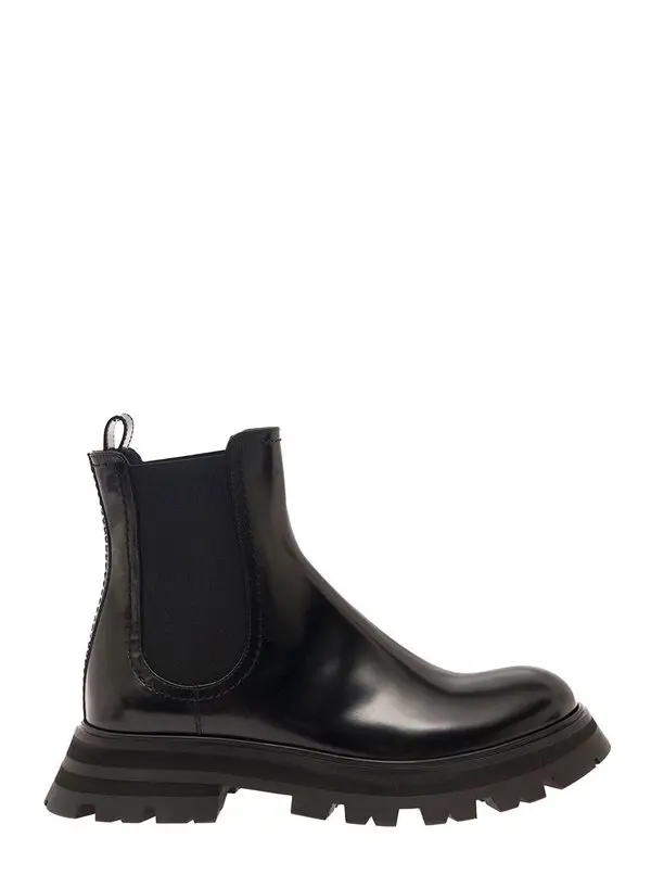 Alexander McQueen Black Chelsea Boots With Elastic Inserts In Smooth Leather - Multicolor