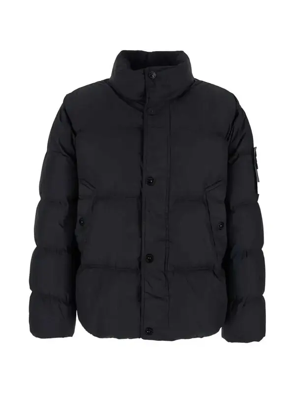 Stone Island Button-up Quilted Jacket - Black