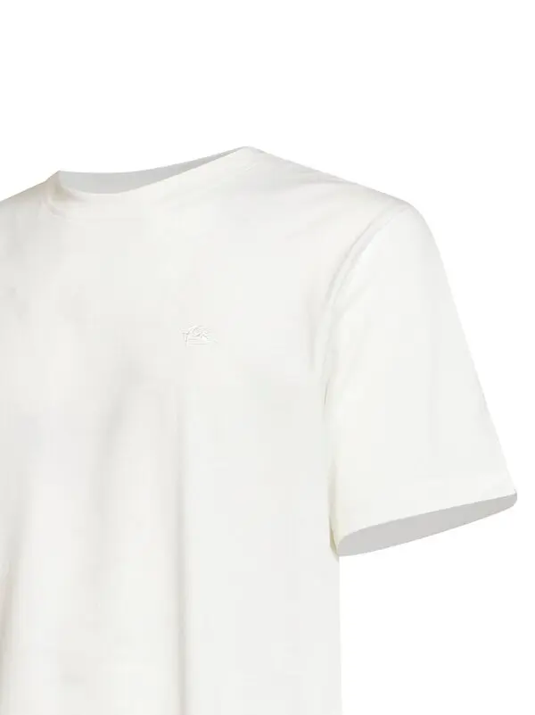 Etro Beige Cotton Logo-embroidered T-shirt
